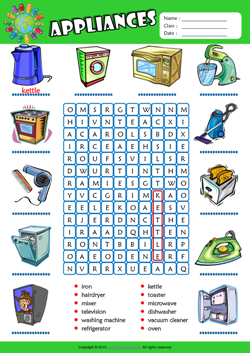 Appliances ESL Printable Worksheets For Kids 1