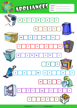 Appliances ESL Printable Worksheets For Kids 2