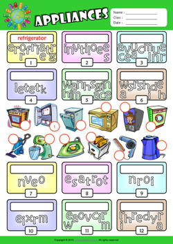 Appliances ESL Printable Worksheets For Kids 2