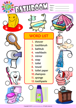Bathroom ESL Printable Worksheets For Kids 3