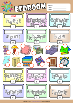 Bedroom ESL Printable Worksheets For Kids 2