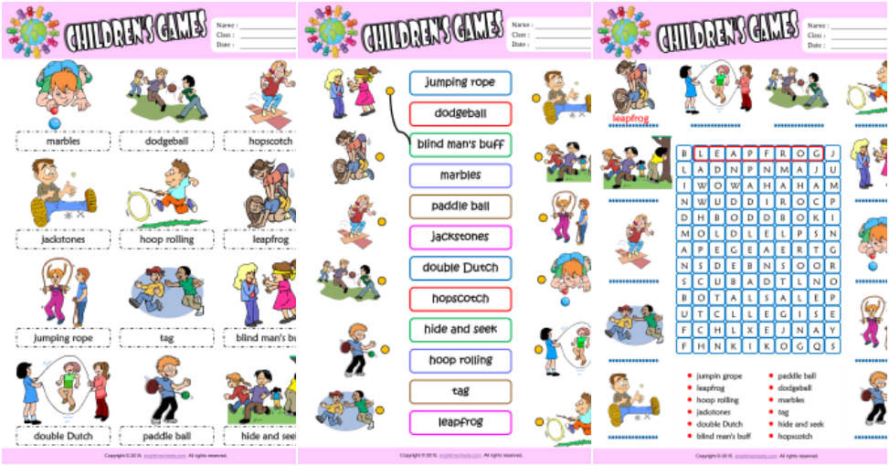 Children Games ESL Printable Worksheets For Kids 1