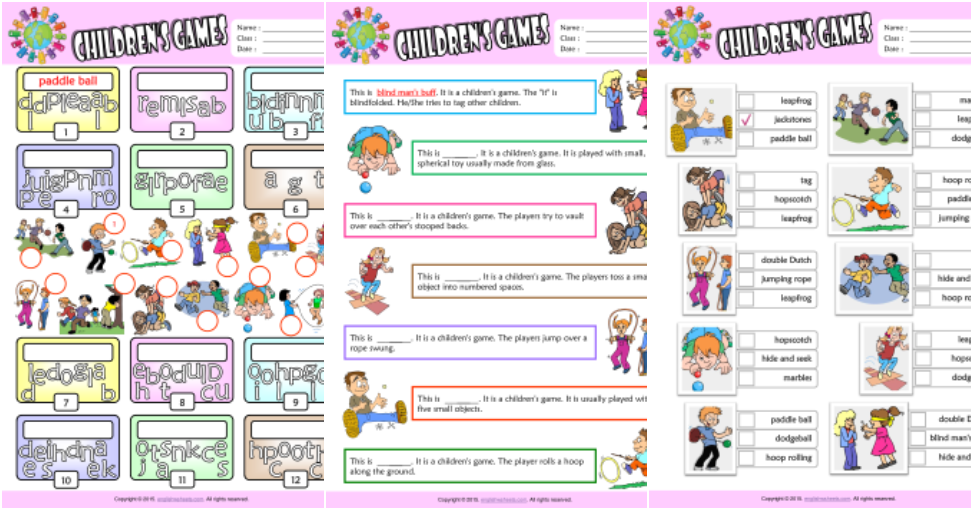 Children Games ESL Printable Worksheets For Kids 2