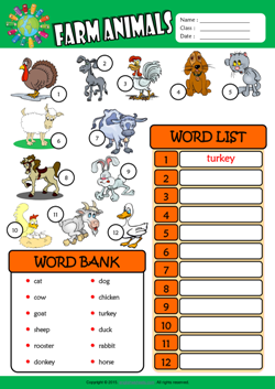 Farm Animals ESL Printable Worksheets For Kids 3