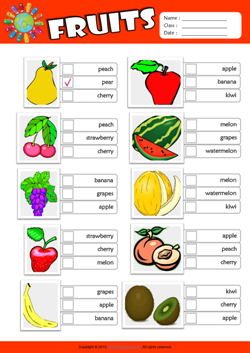 Fruits ESL Printable Worksheets For Kids 2
