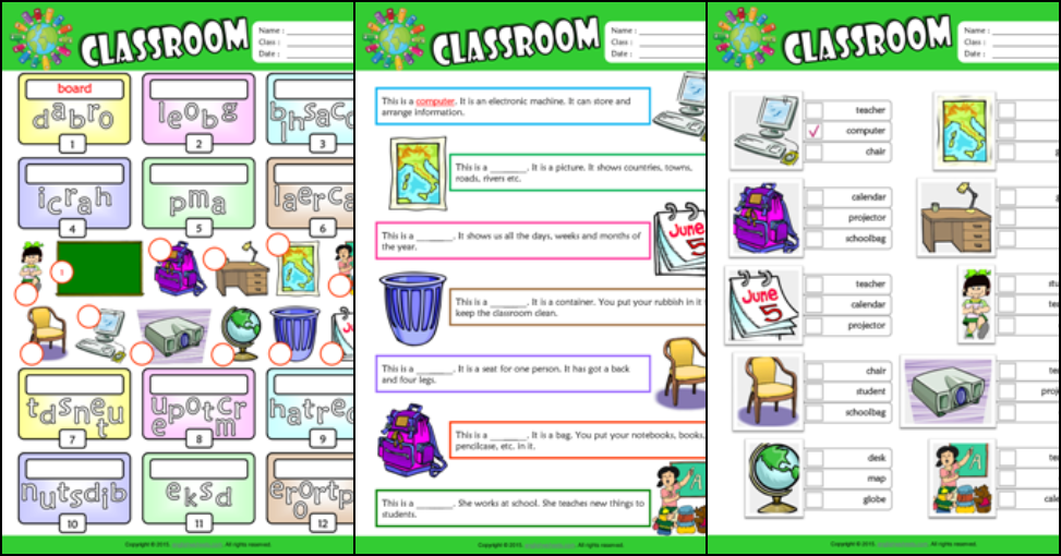 Classroom ESL Printable Worksheets For Kids 2