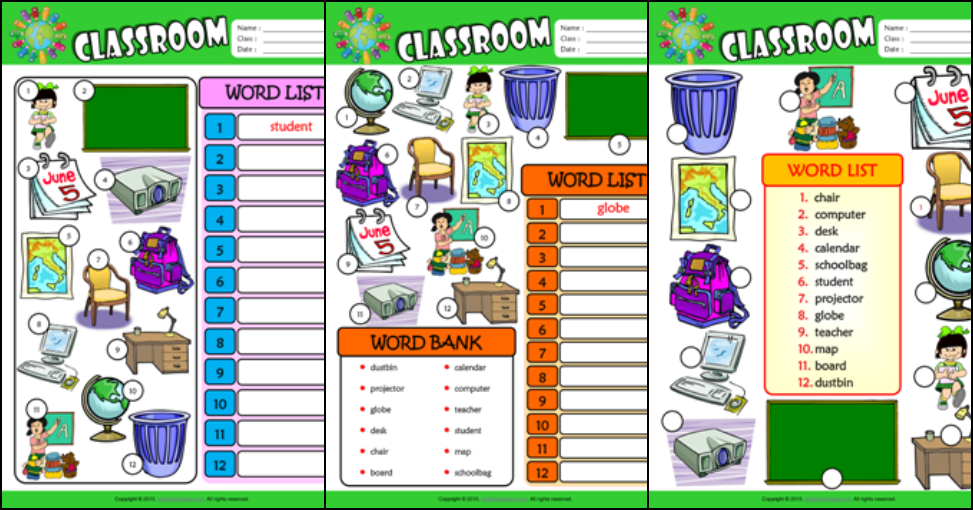 Classroom ESL Printable Worksheets For Kids 3