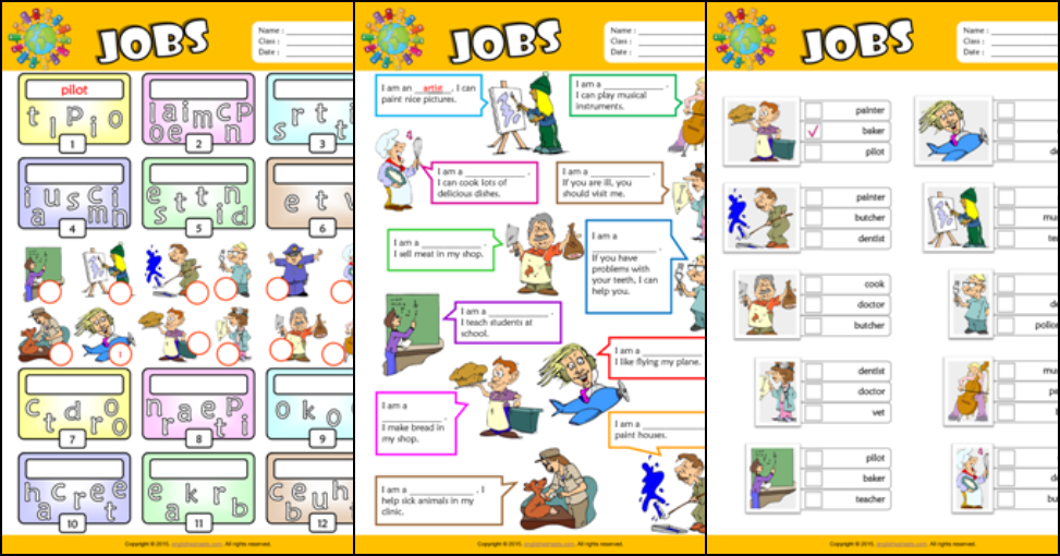 Jobs ESL Printable Worksheets For Kids 2