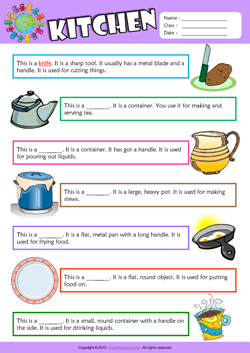 Kitchen Find the Words ESL Vocabulary Worksheet
