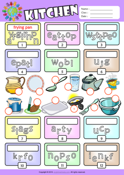 Kitchen ESL Printable Worksheets For Kids 2