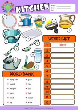 Kitchen ESL Printable Worksheets For Kids 3