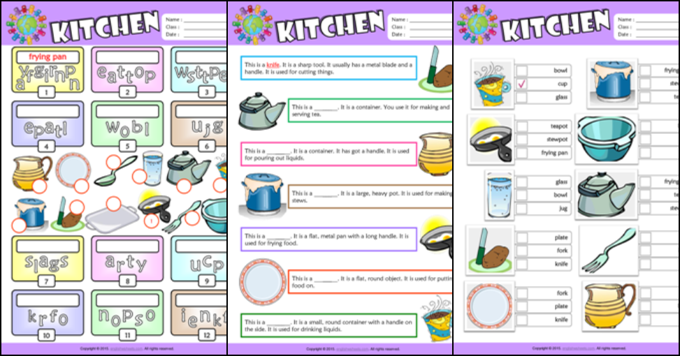 Kitchen ESL Printable Worksheets For Kids 2