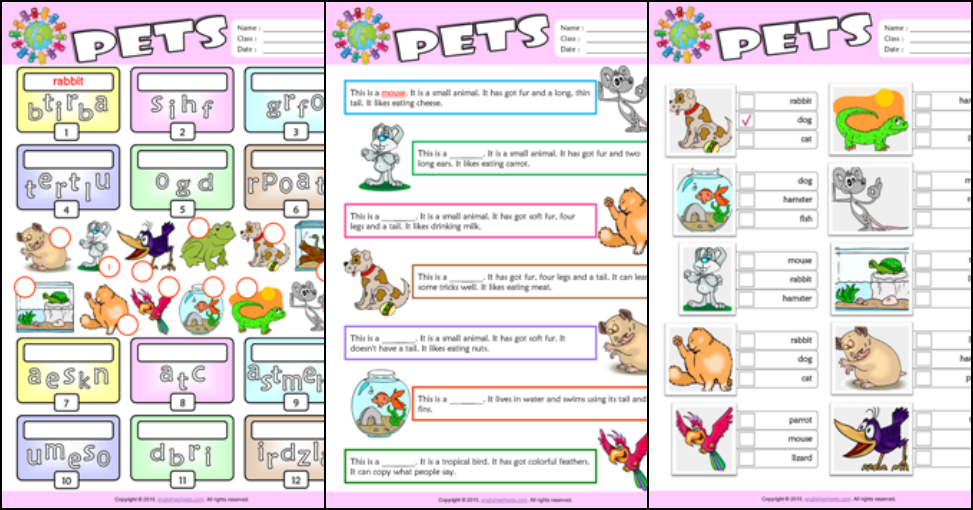 Pets ESL Printable Worksheets For Kids 2