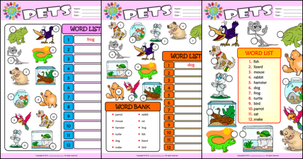 Pets ESL Printable Worksheets For Kids 3