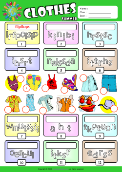 Summer Clothes Unscramble Words ESL Vocabulary Worksheet