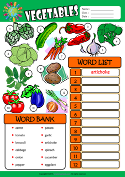 Vegetables ESL Printable Worksheets For Kids 3